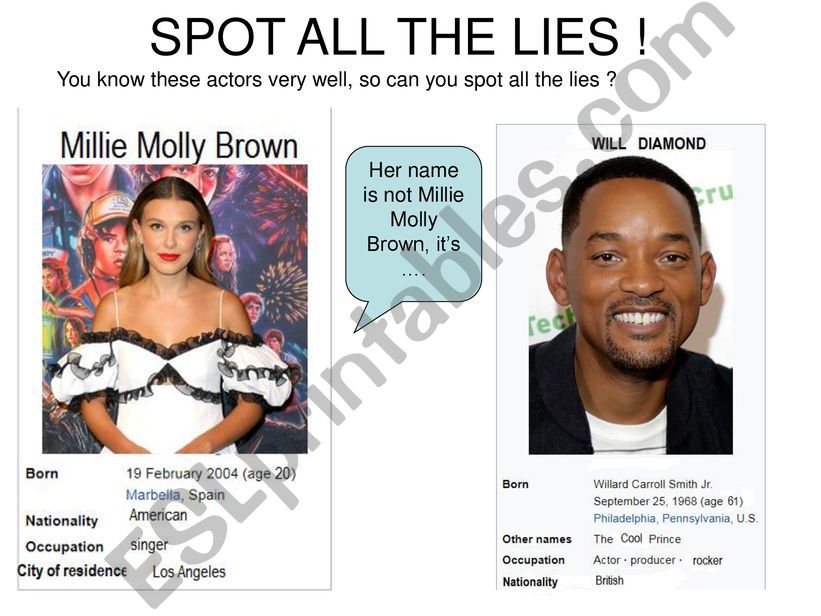 ESL - English PowerPoints: SPOT THE LIES