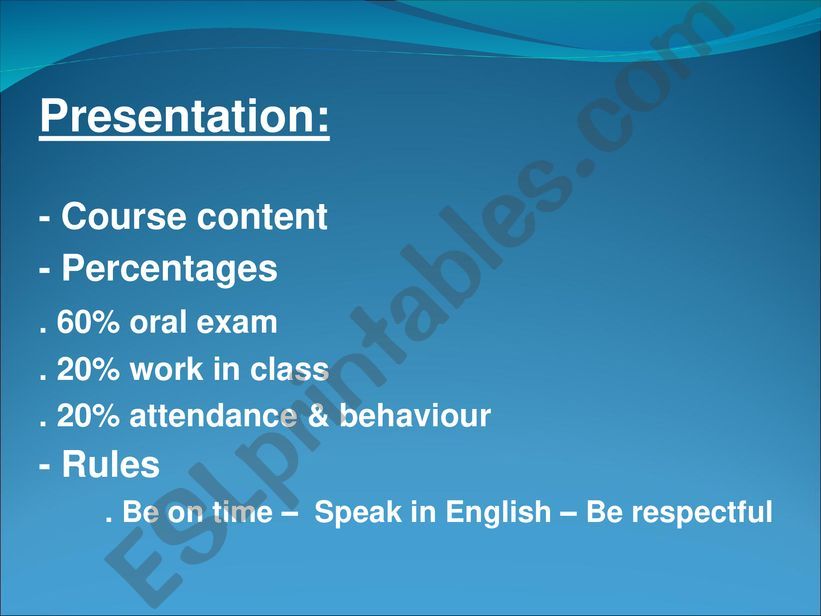 ESL - English PowerPoints: First day - Introducing yourself