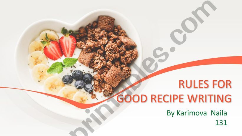 ESL - English PowerPoints: How to write recipe