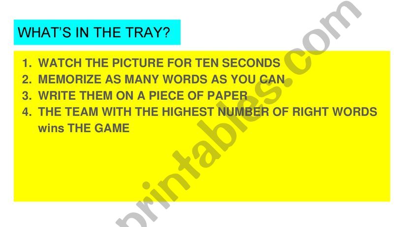 ESL - English PowerPoints: Whatï¿½s in the tray?