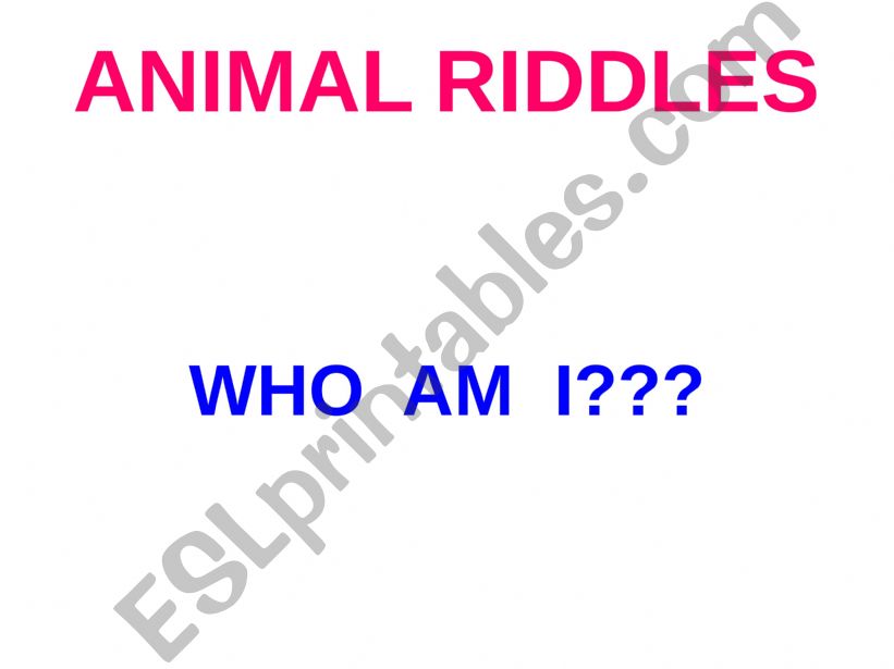 ESL - English PowerPoints: Animals Riddle