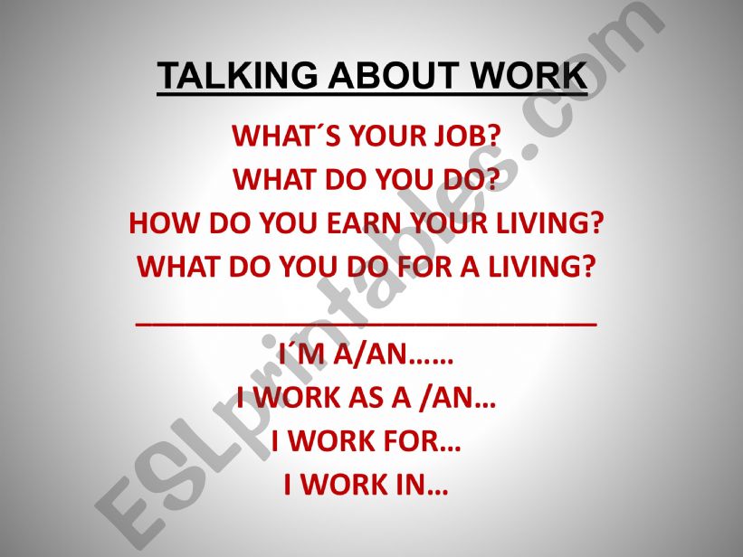 ESL - English PowerPoints: Talking about work
