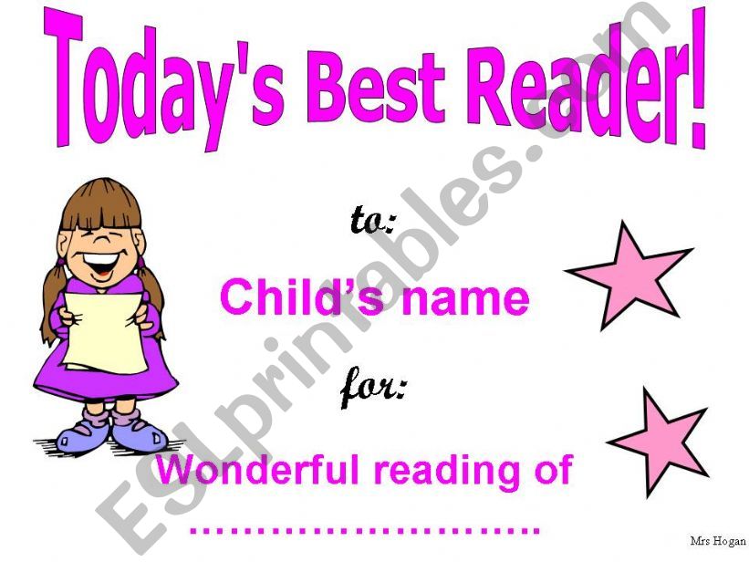 ESL - English PowerPoints: today´s best reader award