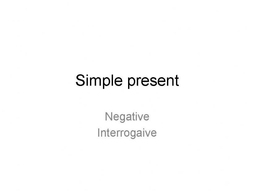 ESL - English PowerPoints: simple present negativeALX