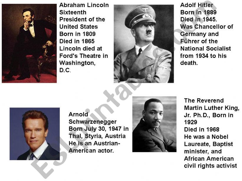 ESL - English PowerPoints: Personal Information Famous People