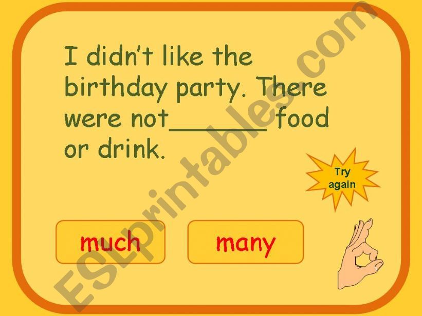 ESL - English PowerPoints: much many powerpoint exercise