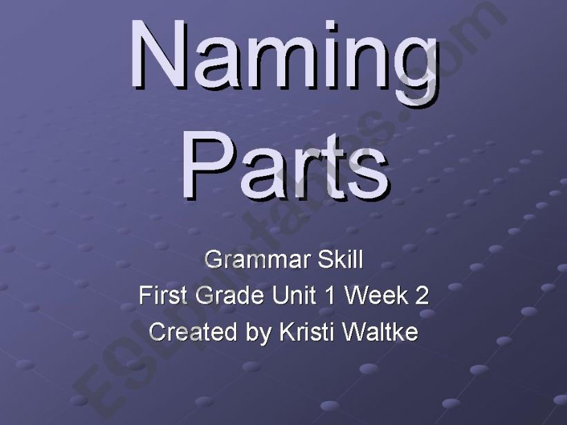 ESL - English PowerPoints: Naming parts