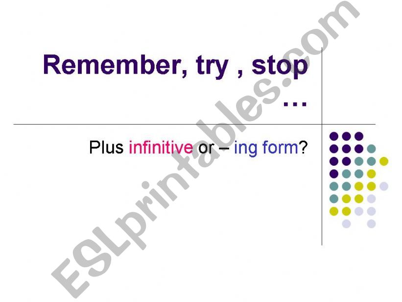 ESL - English PowerPoints: Remember, Try , Stop