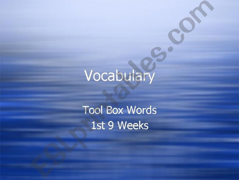 ESL - English PowerPoints: Vocabulary Power Point