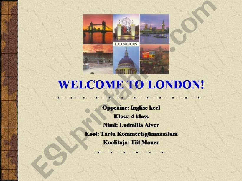 ESL - English PowerPoints: welcome to london