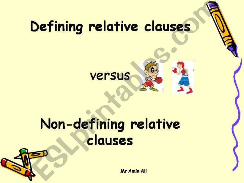 ESL - English PowerPoints: defining relative clauses