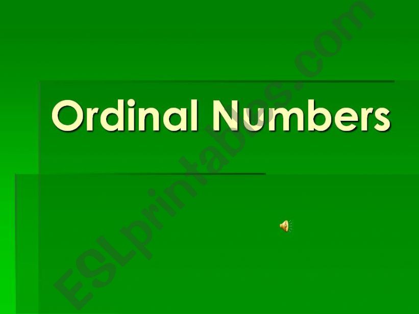 ESL - English PowerPoints: ordinal number