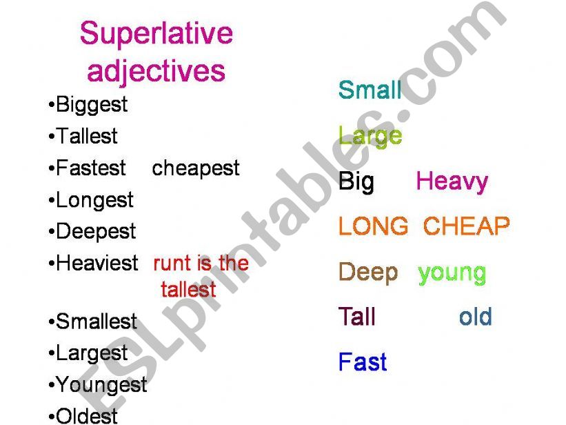 ESL - English PowerPoints: superlative adjectives