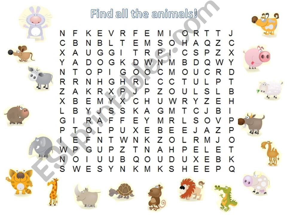 ESL - English PowerPoints: Find the animals