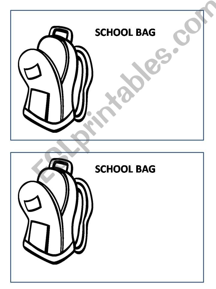 ESL - English PowerPoints: school bag objects