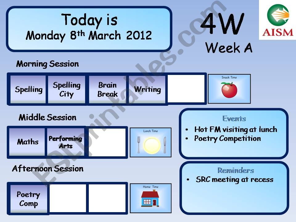 ESL - English PowerPoints: Visual Timetable