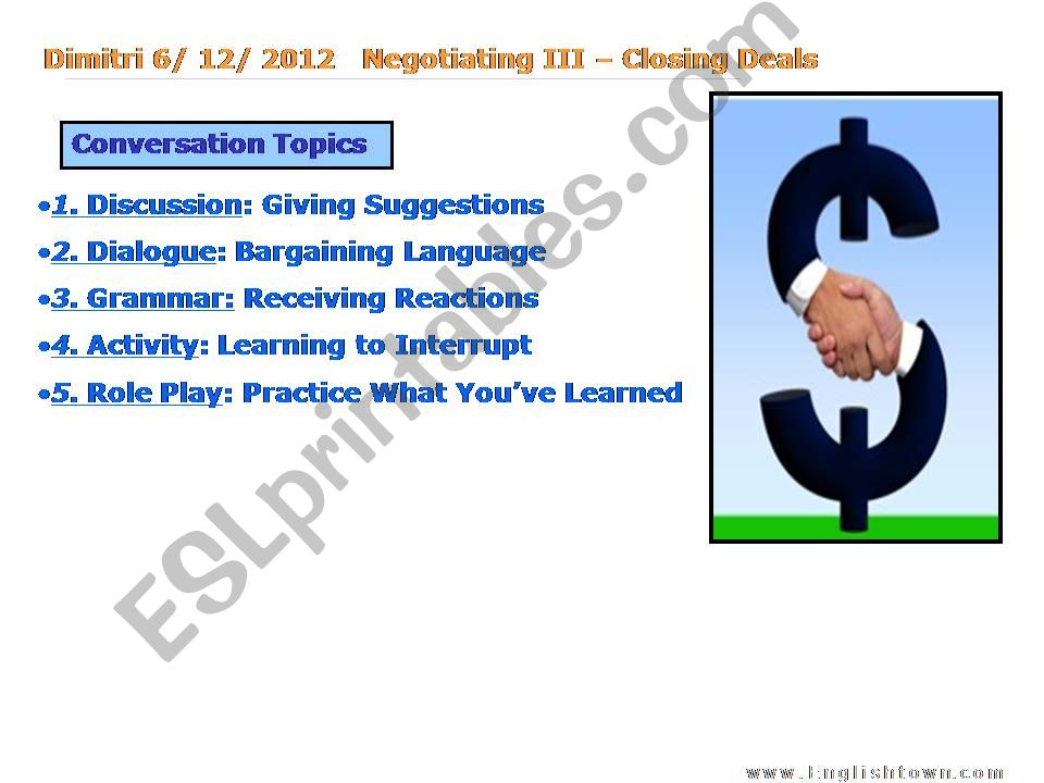 ESL - English PowerPoints: Negotiating