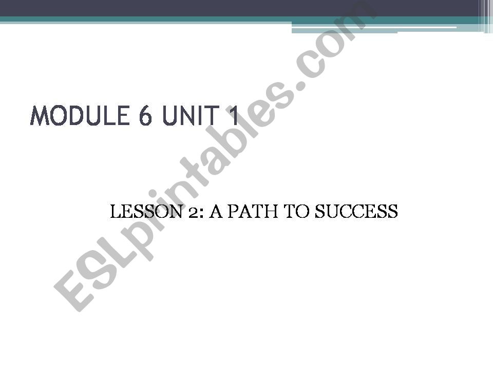 ESL - English PowerPoints: Lesson plan for a path to success