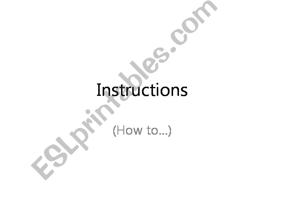 ESL - English PowerPoints: How to write instructions