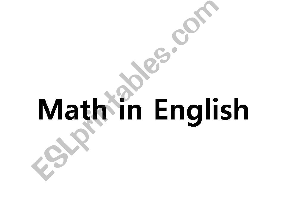ESL - English PowerPoints: Math in English