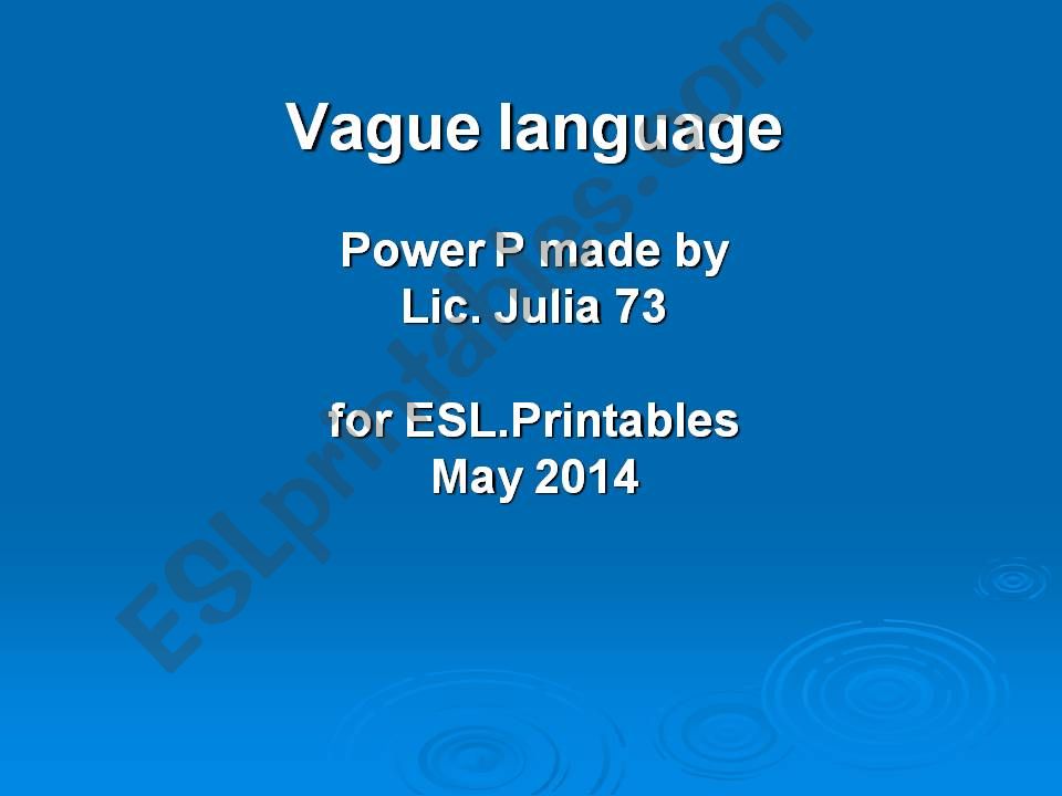ESL - English PowerPoints: Vague Language