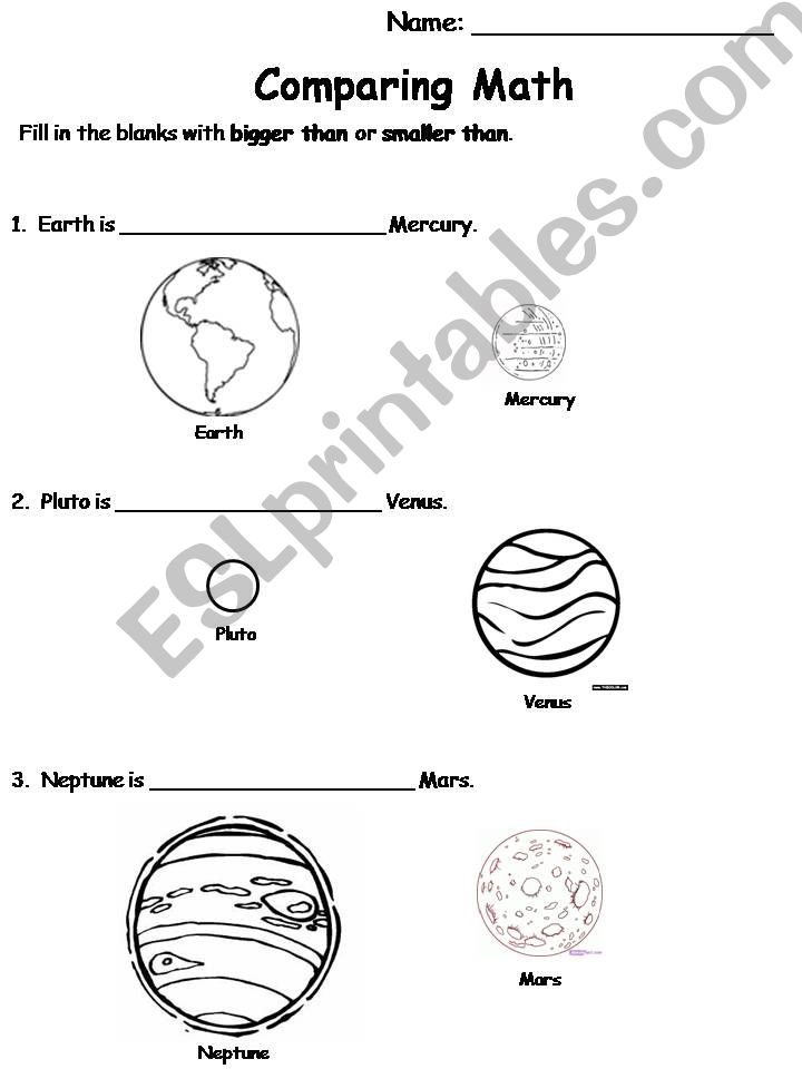 Order Of Planets And Size Worksheet