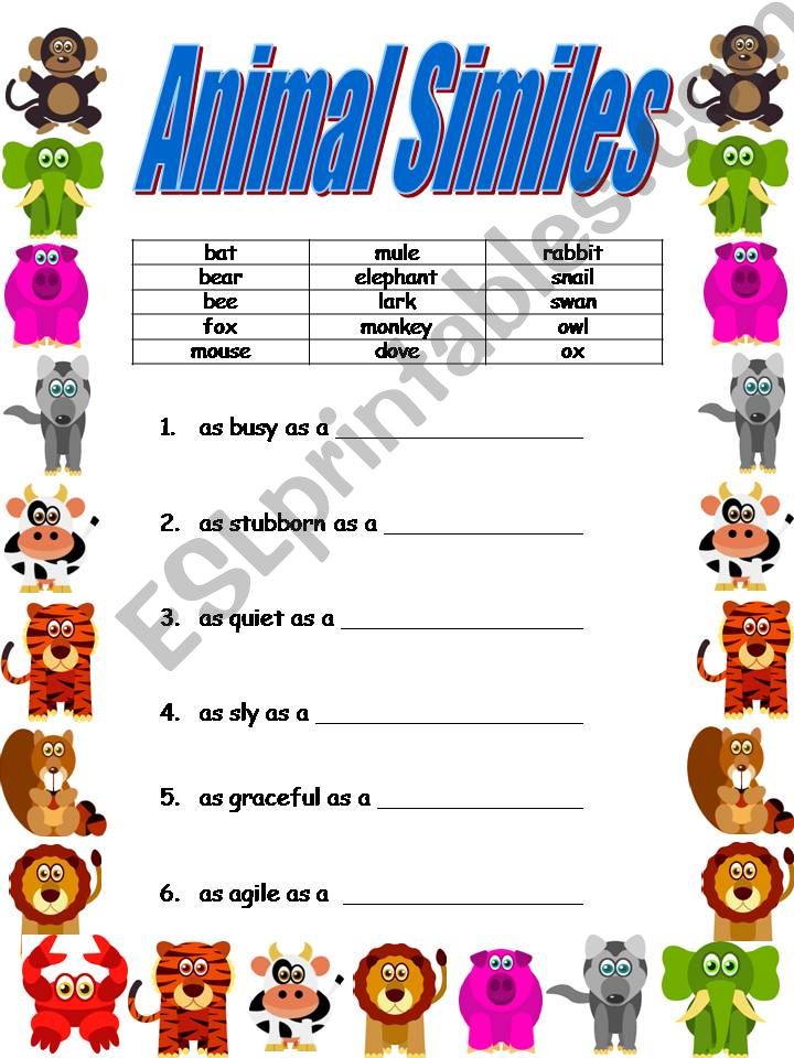 ESL - English PowerPoints: Animal Similes