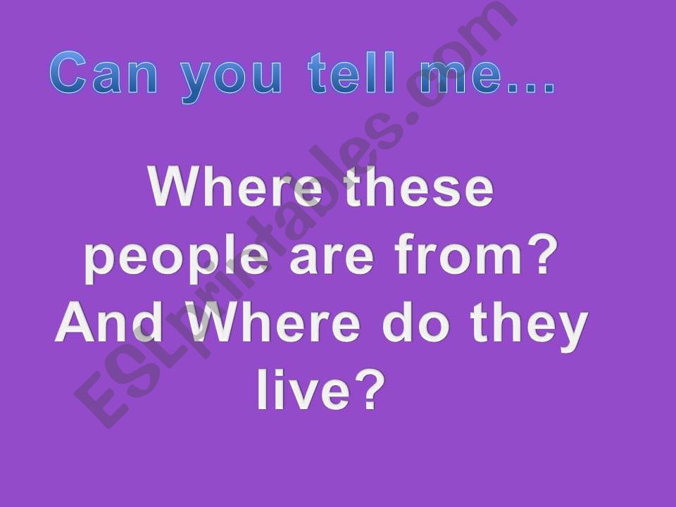 ESL - English PowerPoints: Place of origin and place of residence