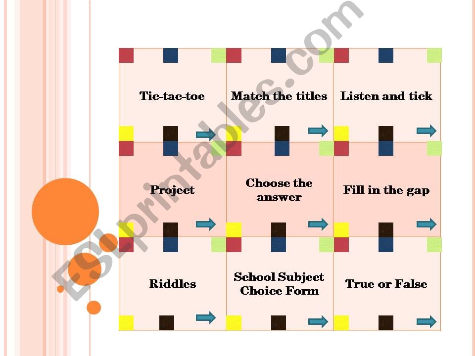 ESL - English PowerPoints: tic-tac-toe school days