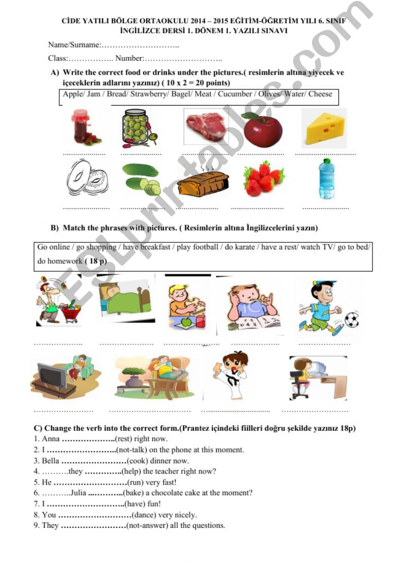 ESL - English PowerPoints: sixth grade quiz