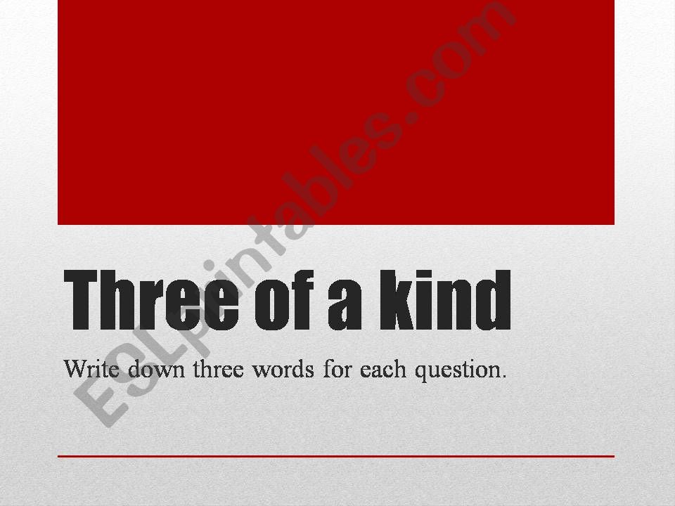 ESL - English PowerPoints: Three of a kind