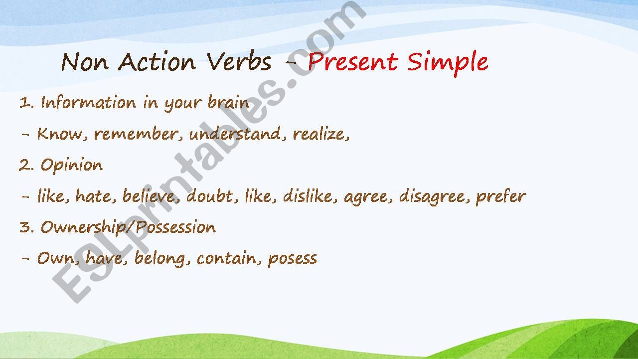 ESL - English PowerPoints: Non Action Verbs