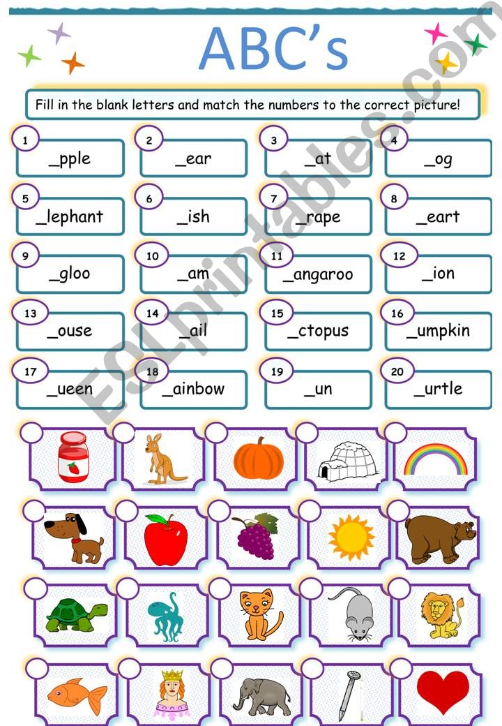 ESL - English PowerPoints: ABC worksheet and songs