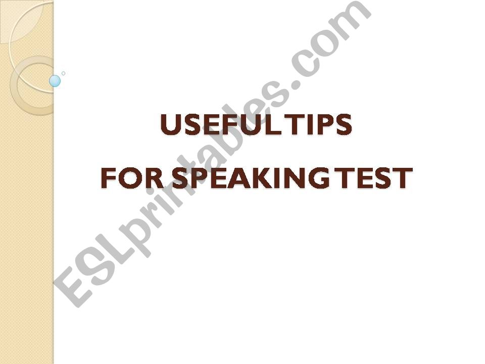 ESL - English PowerPoints: useful tips for speaking test