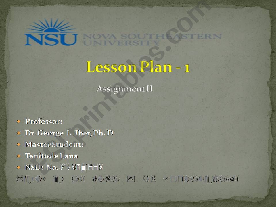 ESL - English PowerPoints: Mini Lesson Plan