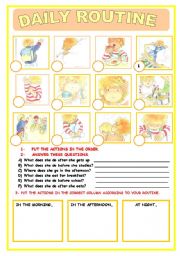 Daily routines worksheets