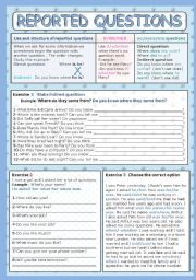 English Exercises: Reported Questions