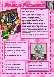 Cards 1 - Pablo Picasso - ESL worksheet by venezababi