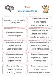 Conversation cards worksheets