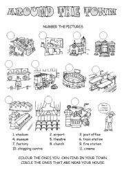 English Exercises: Around the town