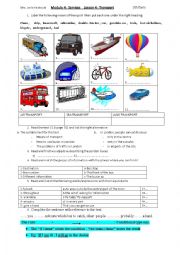 English Exercises: Module 4 lesson 2: Transport