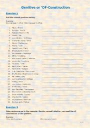 Genitive case worksheets