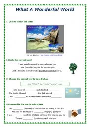 WHAT A WONDERFUL WORLD! - ESL worksheet by lusa4ever