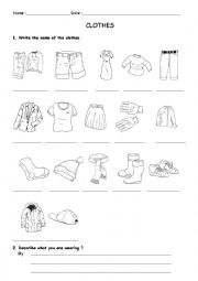 Clothes test worksheets