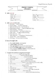 Simple present worksheets