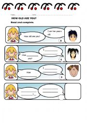 how old are you? worksheets