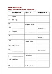 Simple present worksheets