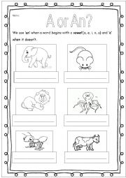 A/An worksheets