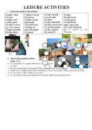 Leisure time activities worksheets