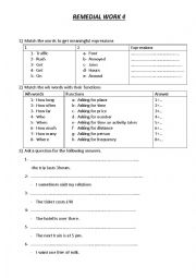 Remedial work worksheets